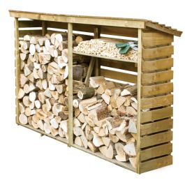 Wooden Log Store | Large Log Store | Slatted Design | WM James & Co.